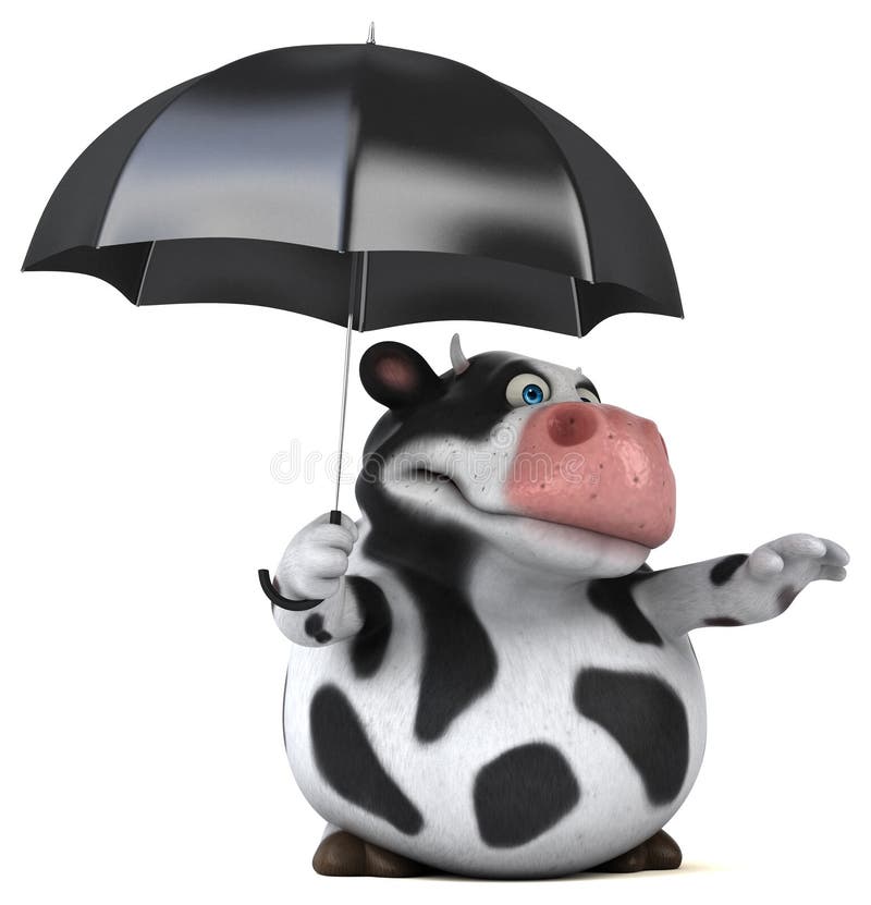Fun cow - 3D Illustration stock illustration. Illustration of cute ...