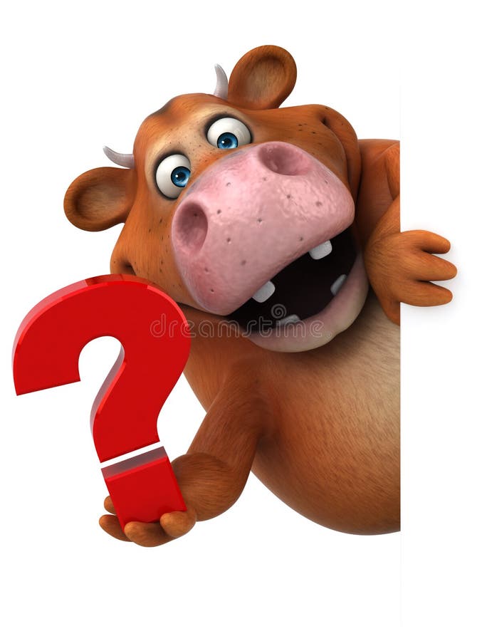 Fun cow - 3D Illustration stock illustration. Illustration of question ...