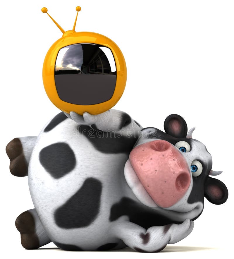 Fun cow - 3D Illustration stock illustration. Illustration of media ...