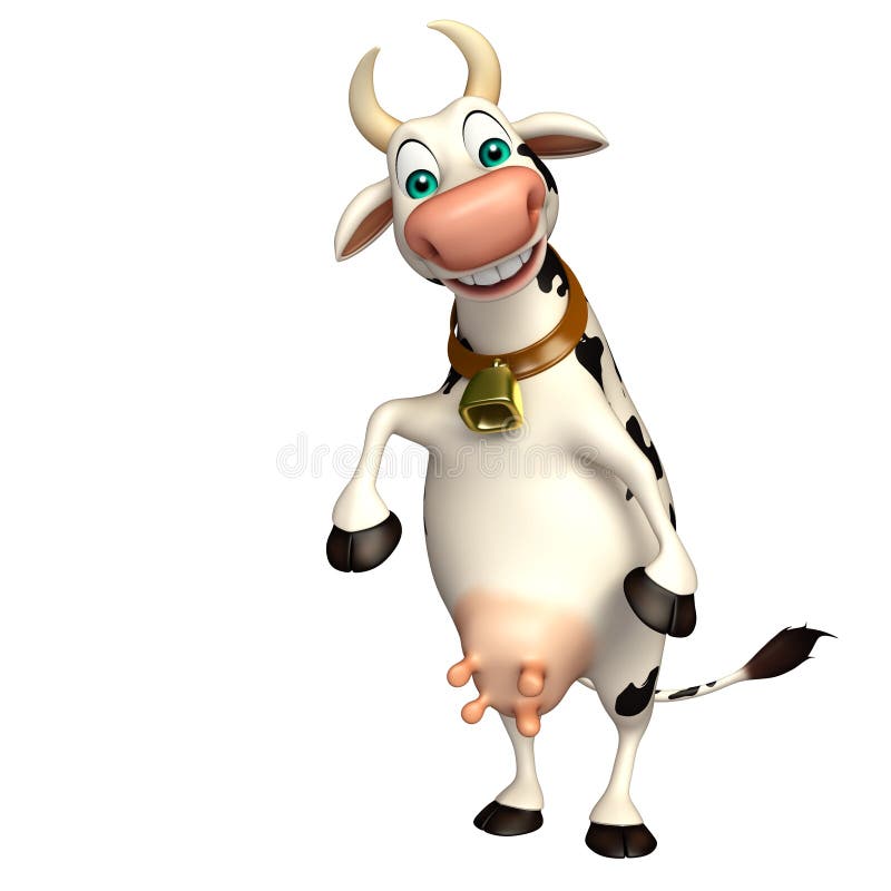 Fun Cow Funny Cartoon Character Stock Illustration - Illustration of ...