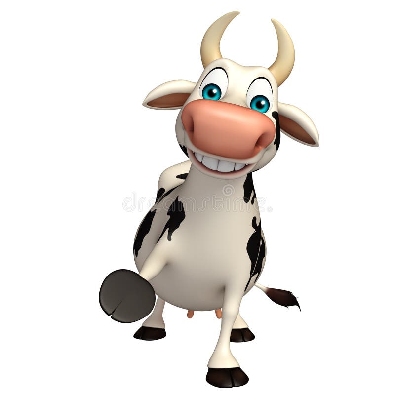 Fun Cow Funny Cartoon Character Stock Illustration - Illustration of ...