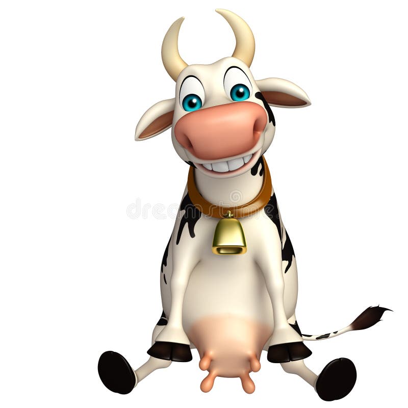 Fun Cow Funny Cartoon Character Stock Illustration - Illustration of ...