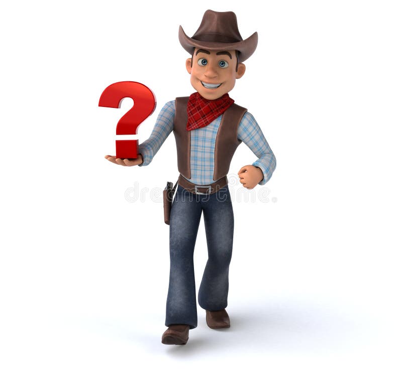 3d Man with Cowboy Hat and Question Mark Concept Stock Illustration ...