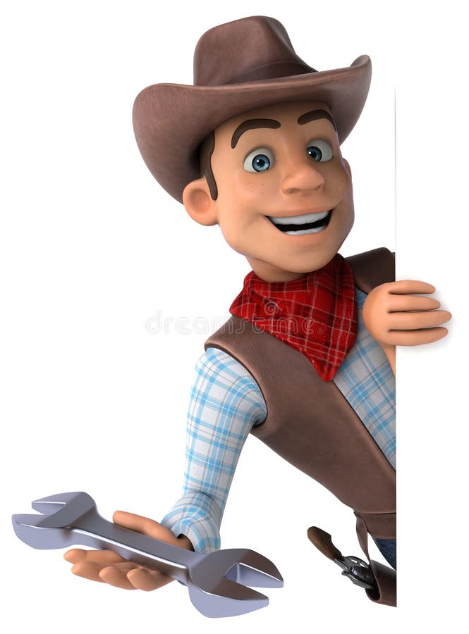 Fun Cowboy - 3D Illustration Stock Illustration - Illustration of ...