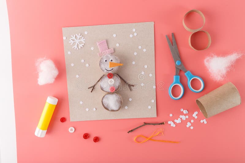 Fun Craft Project with a Snowman Made from Various Materials Like ...
