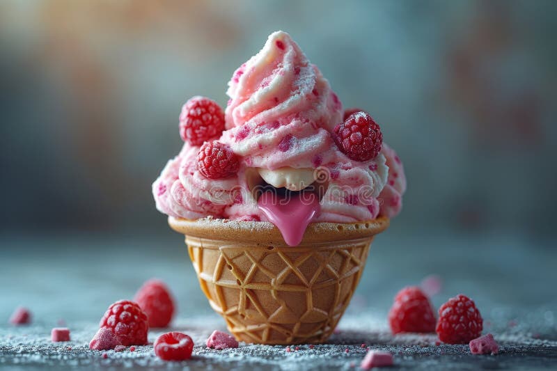 A Fun Creamy Ice Cream Cone. Three-dimensional Illustration Stock Image ...