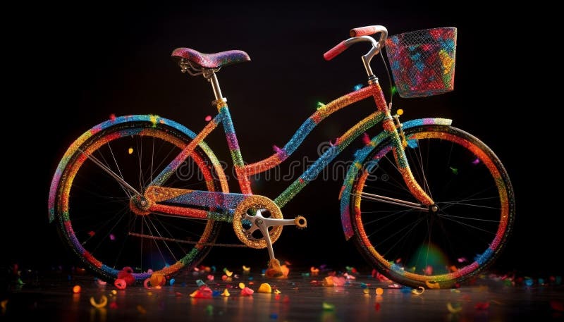 Fun Cycling Activity at Night with Multi Colored Wheel Decoration ...