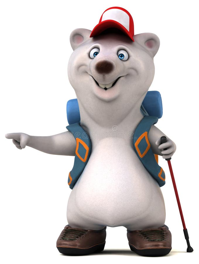Fun 3D Bear Backpacker Cartoon Character Stock Illustration ...