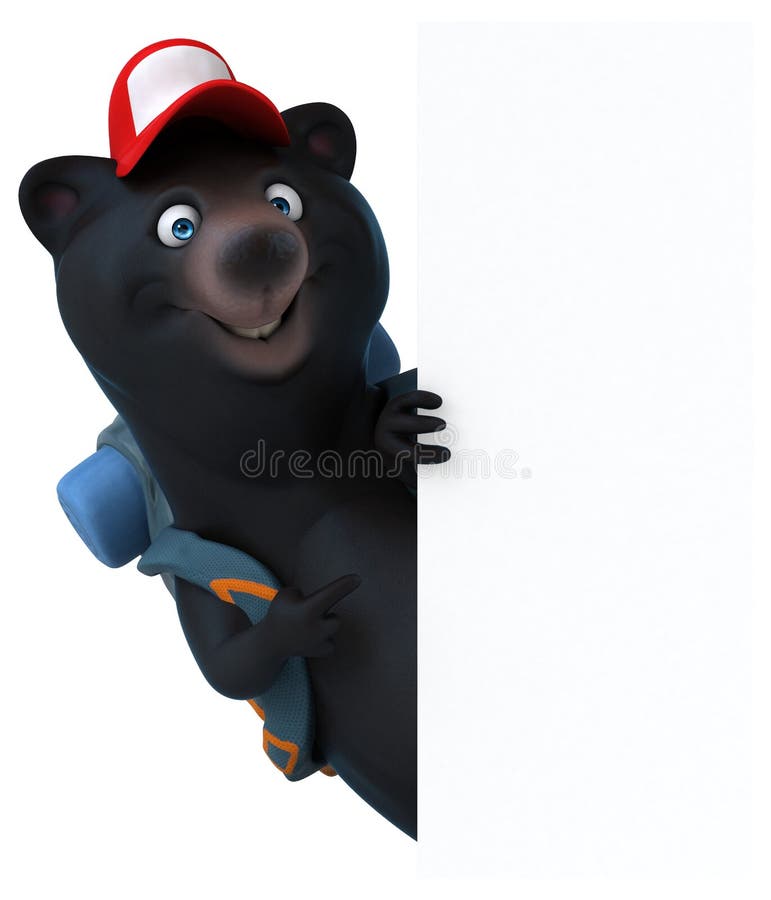 Fun 3D Bear Backpacker Cartoon Character Stock Illustration ...