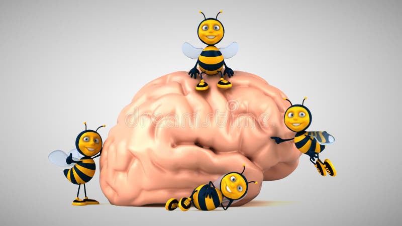Fun 3D cartoon bees stock footage. Video of insect, brain - 320384090