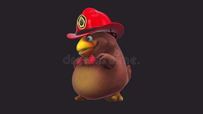 Fun 3D cartoon chicken stock footage. Video of firefighting - 376419664