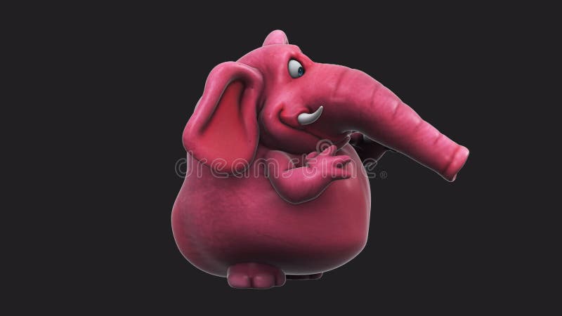 Fun 3D cartoon elephant stock footage. Video of addiction - 350308714
