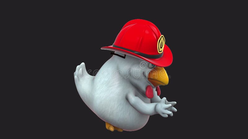 Fun 3D Cartoon Firefighter Chicken Stock Video - Video of firefighter ...