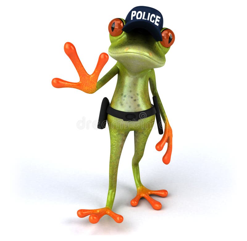 Fun 3D Cartoon Frog Police Officer Stock Illustration - Illustration of ...