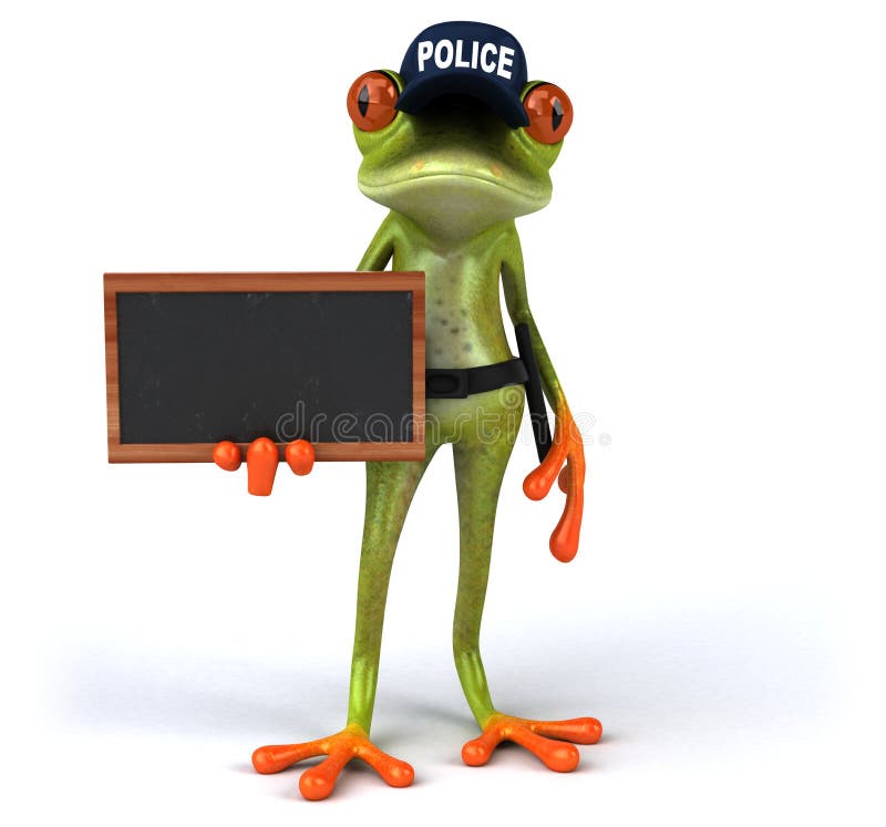 Fun 3D Cartoon Frog Police Officer Stock Illustration - Illustration of ...