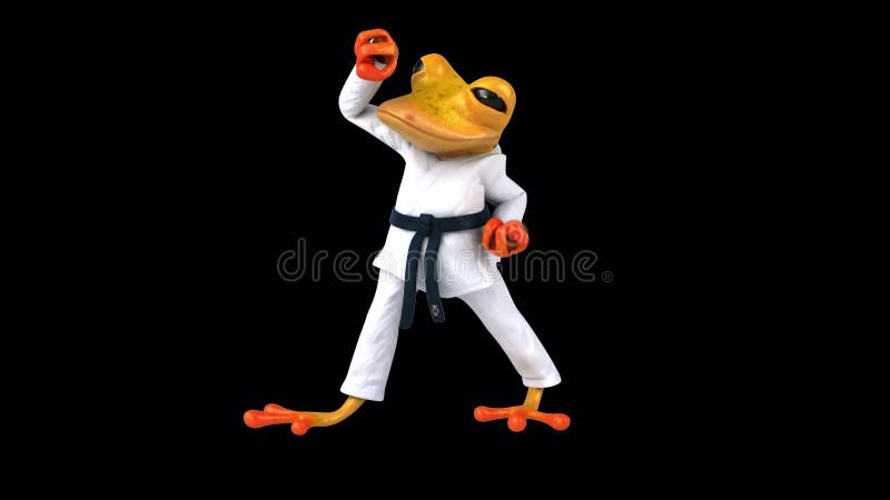 Fun 3D cartoon karateka stock video. Video of rank, arts - 339463003
