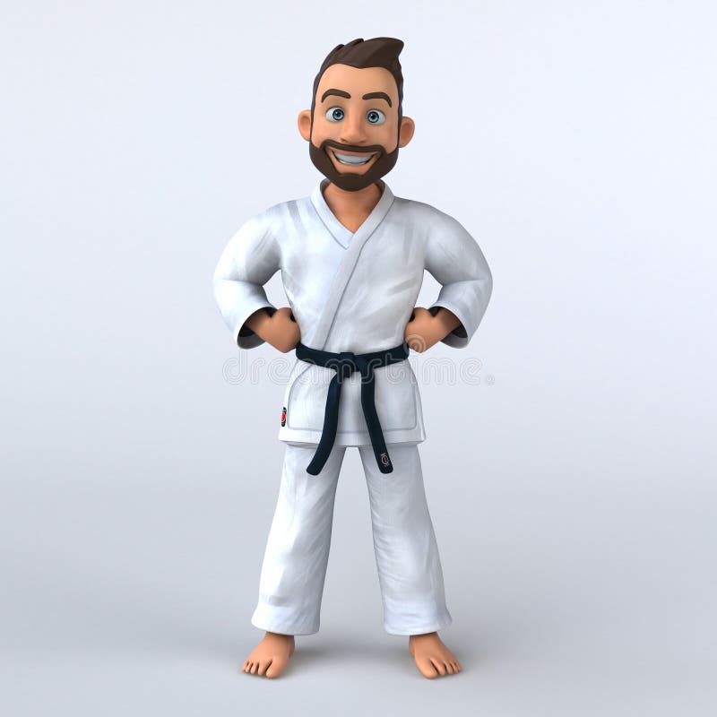 Fun 3D cartoon karateka stock illustration. Illustration of dojo ...