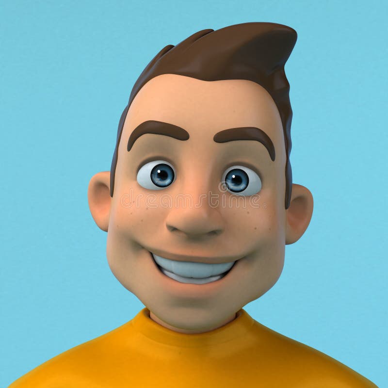 Fun 3D Cartoon Yellow Character Stock Illustration - Illustration of ...