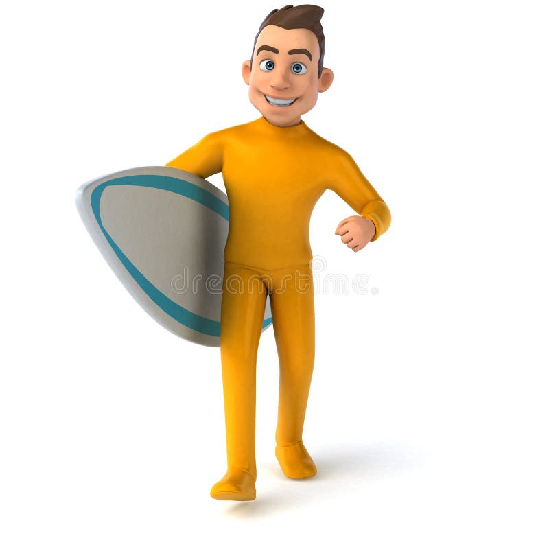 Fun 3D Cartoon Yellow Character Stock Illustration - Illustration of ...