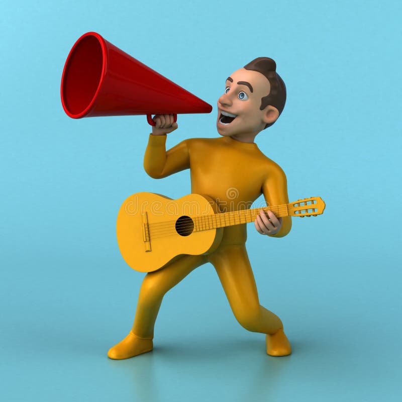 Fun 3D Cartoon Yellow Character Stock Illustration - Illustration of ...