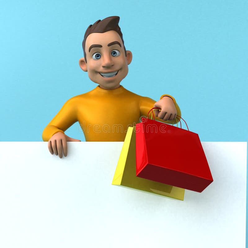 Fun 3D Cartoon Yellow Character Stock Illustration - Illustration of ...