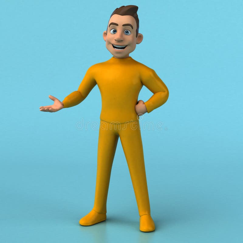 Fun 3D Cartoon Yellow Character Stock Illustration - Illustration of ...