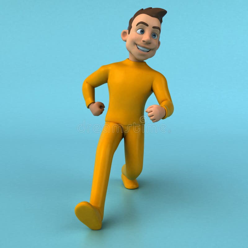 Fun 3D Cartoon Yellow Character Stock Illustration - Illustration of ...