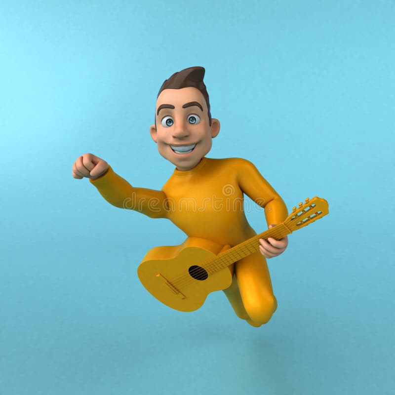 Fun 3D Cartoon Yellow Character Stock Illustration - Illustration of ...