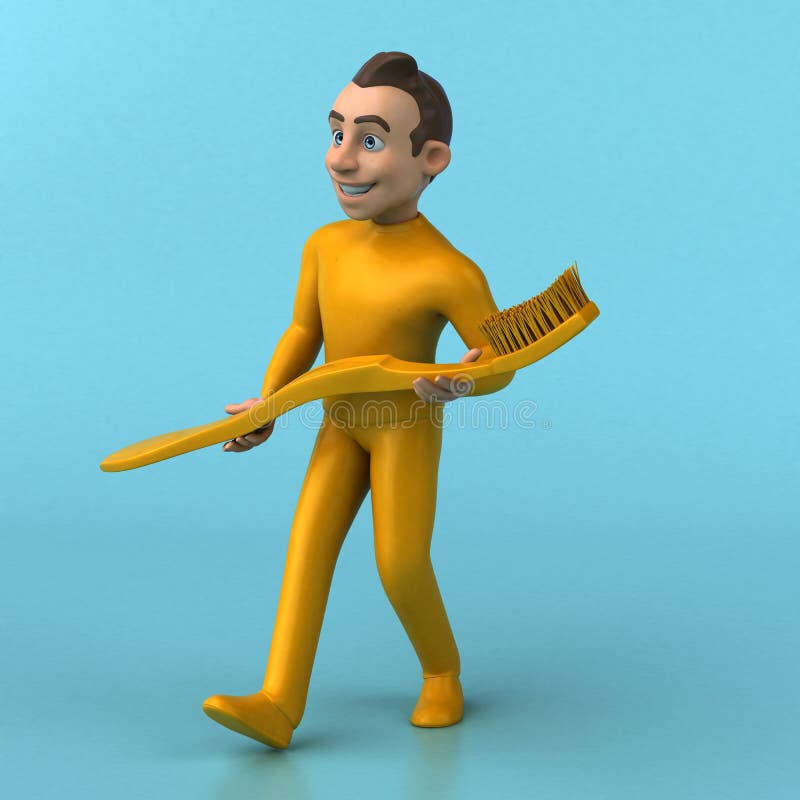 Fun 3D Cartoon Yellow Character Stock Illustration - Illustration of ...