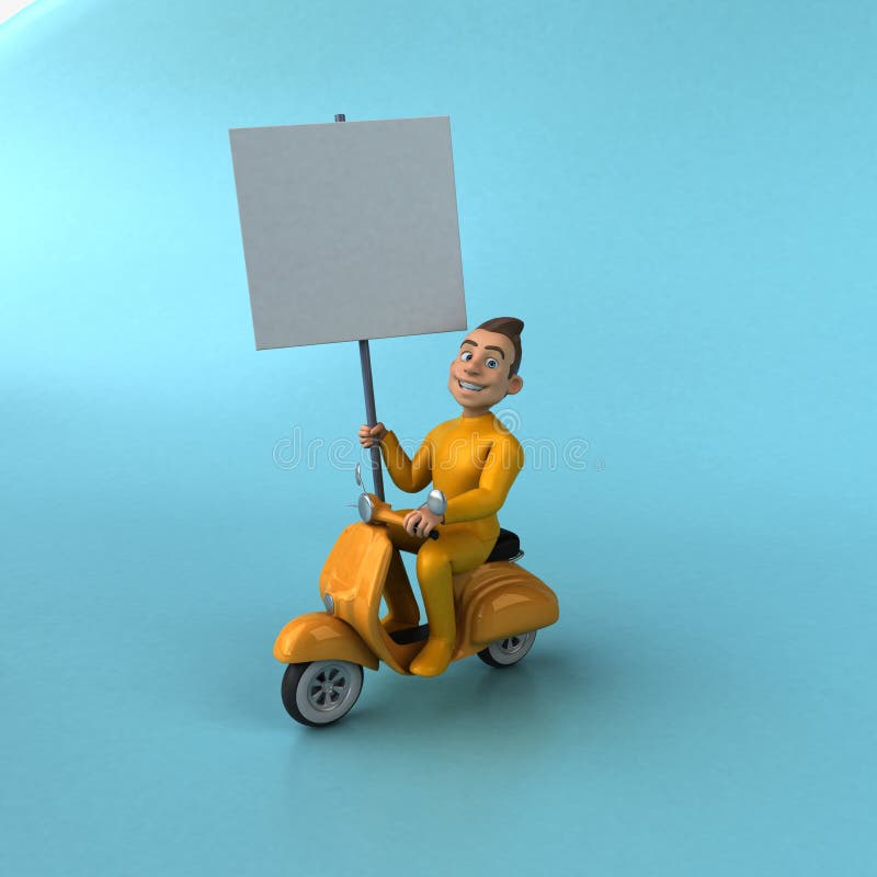 Fun 3D Cartoon Yellow Character Stock Illustration - Illustration of ...