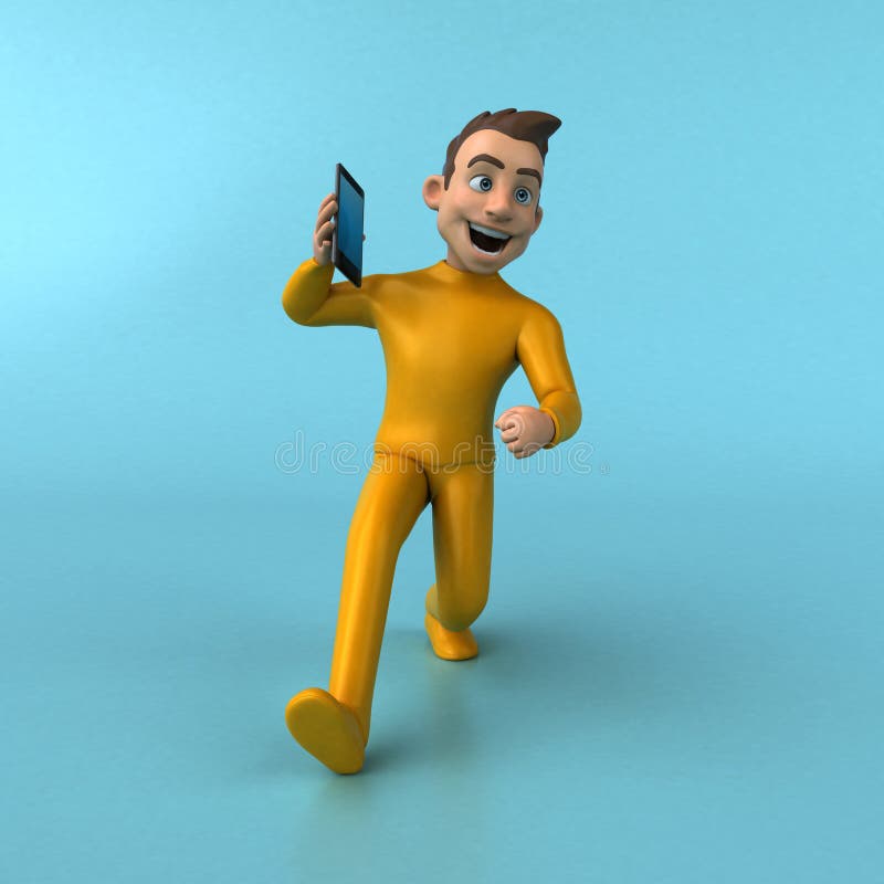 Fun 3D Cartoon Yellow Character Stock Illustration - Illustration of ...