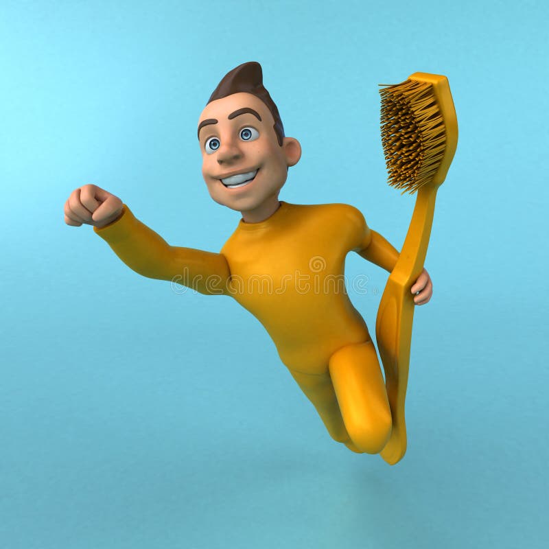 Fun 3D Cartoon Yellow Character Stock Illustration - Illustration of ...