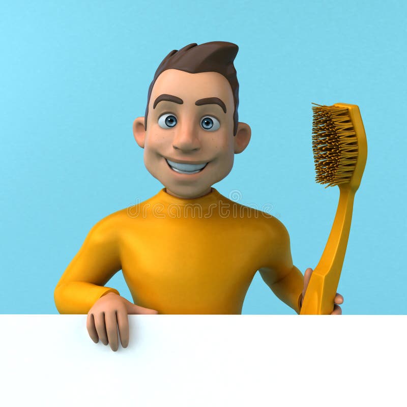Fun 3D Cartoon Yellow Character Stock Illustration - Illustration of ...