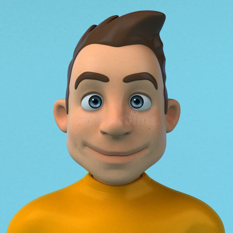 Fun 3D Cartoon Yellow Character Stock Illustration - Illustration of ...