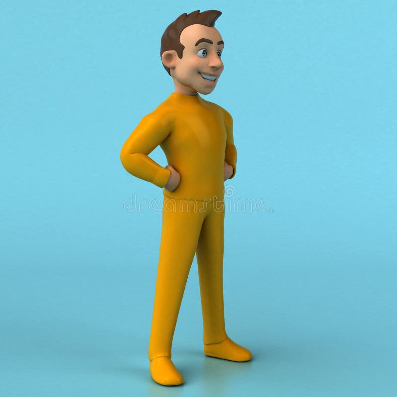 Fun 3D Cartoon Yellow Character Stock Illustration - Illustration of ...