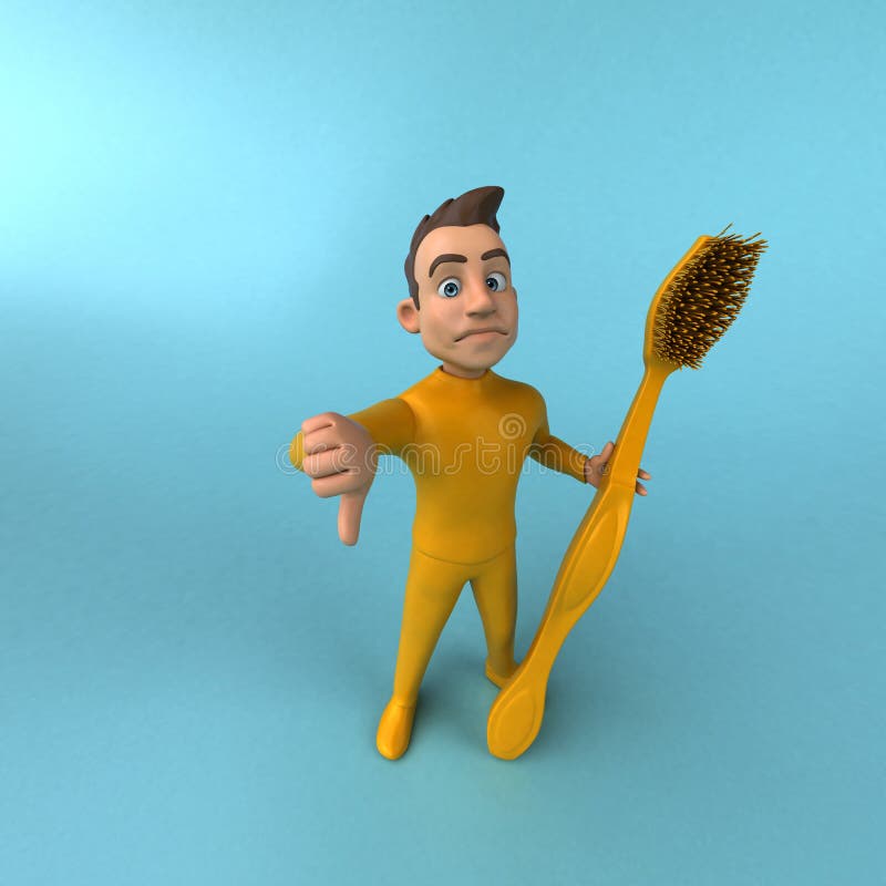 Fun 3D Cartoon Yellow Character Stock Illustration - Illustration of ...