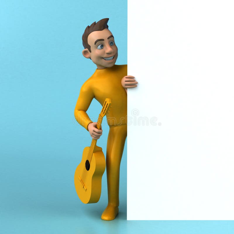 Fun 3D Cartoon Yellow Character Stock Illustration - Illustration of ...