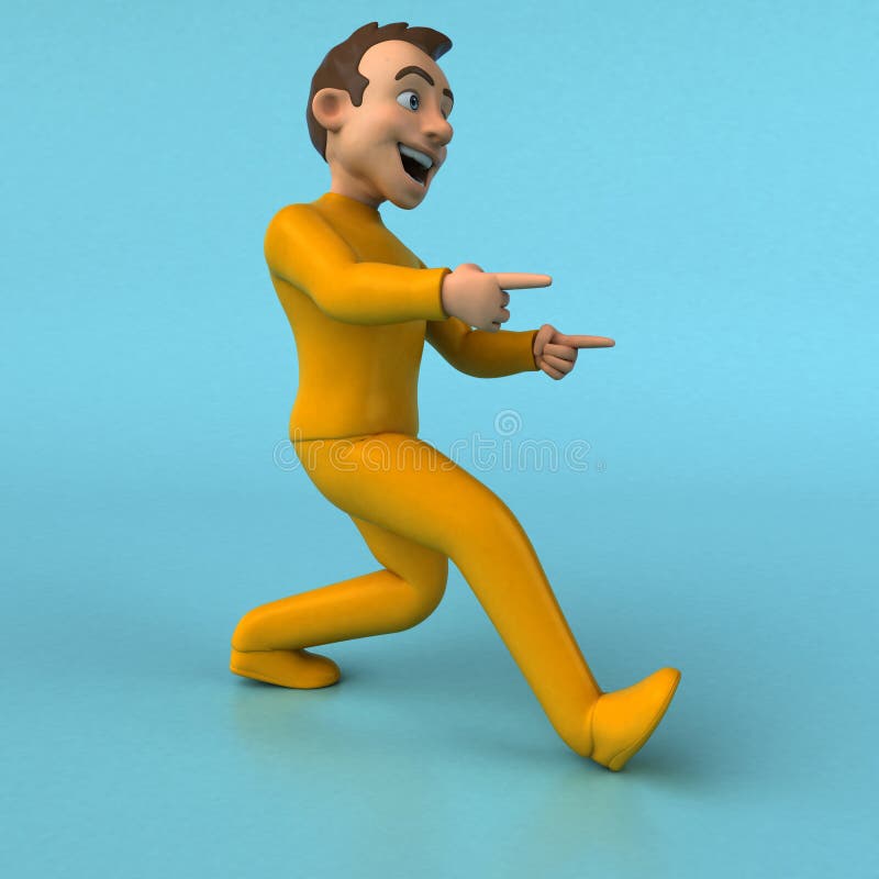 Fun 3D Cartoon Yellow Character Stock Illustration - Illustration of ...