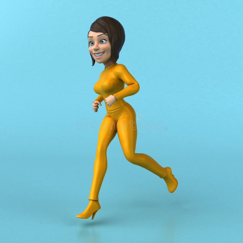 Fun 3D cartoon yellow girl stock illustration. Illustration of girl ...