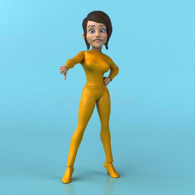 Fun 3D cartoon yellow girl stock illustration. Illustration of yellow ...