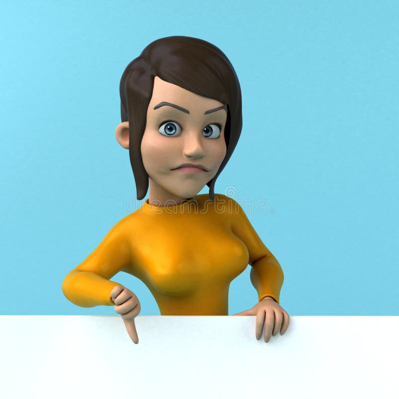 Fun 3D cartoon yellow girl stock illustration. Illustration of casual ...