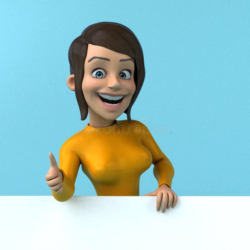 Fun 3D cartoon yellow girl stock illustration. Illustration of girl ...