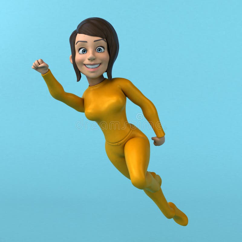 Fun 3D cartoon yellow girl stock illustration. Illustration of casual ...