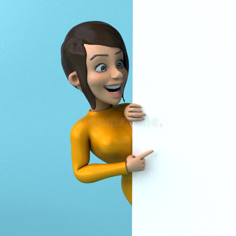 Fun 3D cartoon yellow girl stock illustration. Illustration of woman ...
