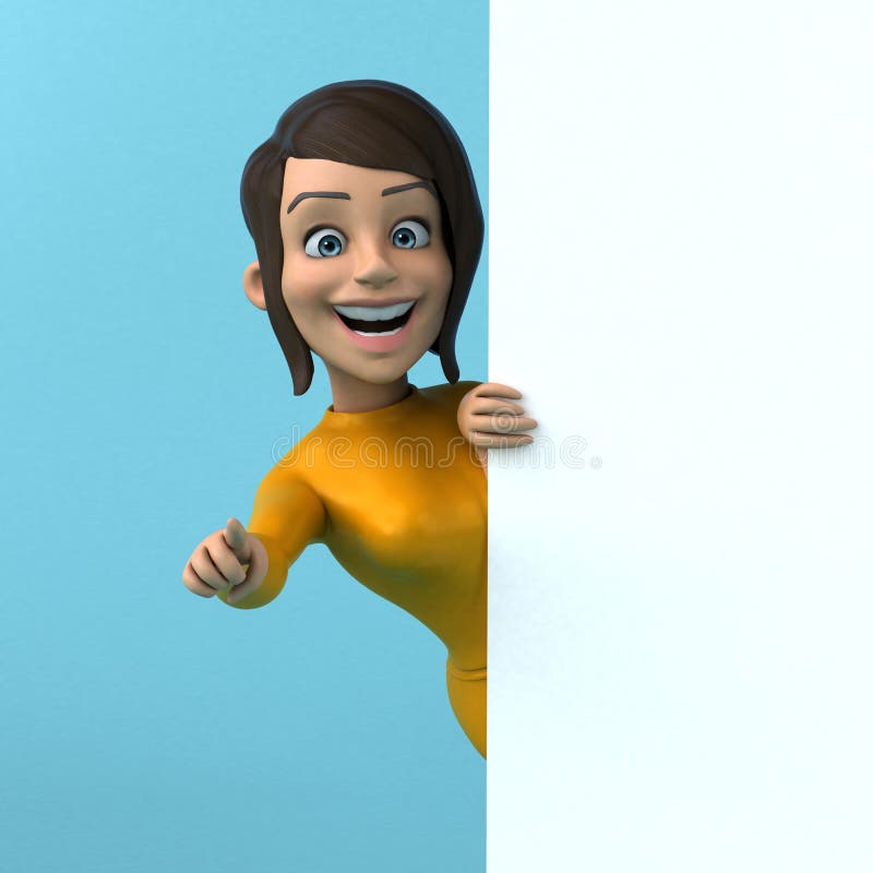 Fun 3D cartoon yellow girl stock illustration. Illustration of casual ...