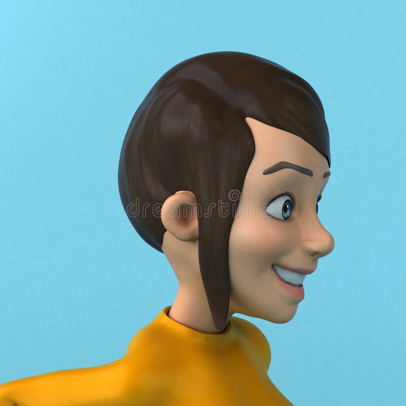 Fun 3D Cartoon Yellow Character Stock Illustration - Illustration of ...