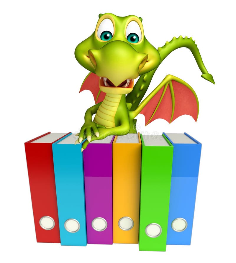 Fun Dragon Cartoon Character with Files Stock Illustration ...