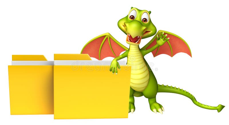 Fun Dragon Cartoon Character with Folder Stock Illustration ...
