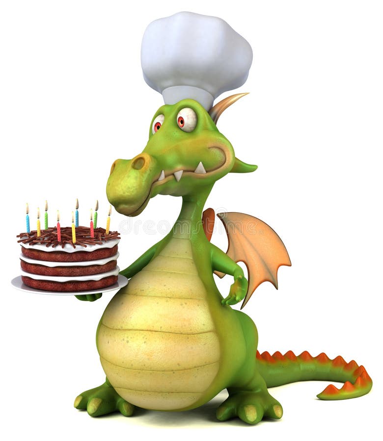 Fun Dragon - 3D Illustration Stock Illustration - Illustration of cream ...