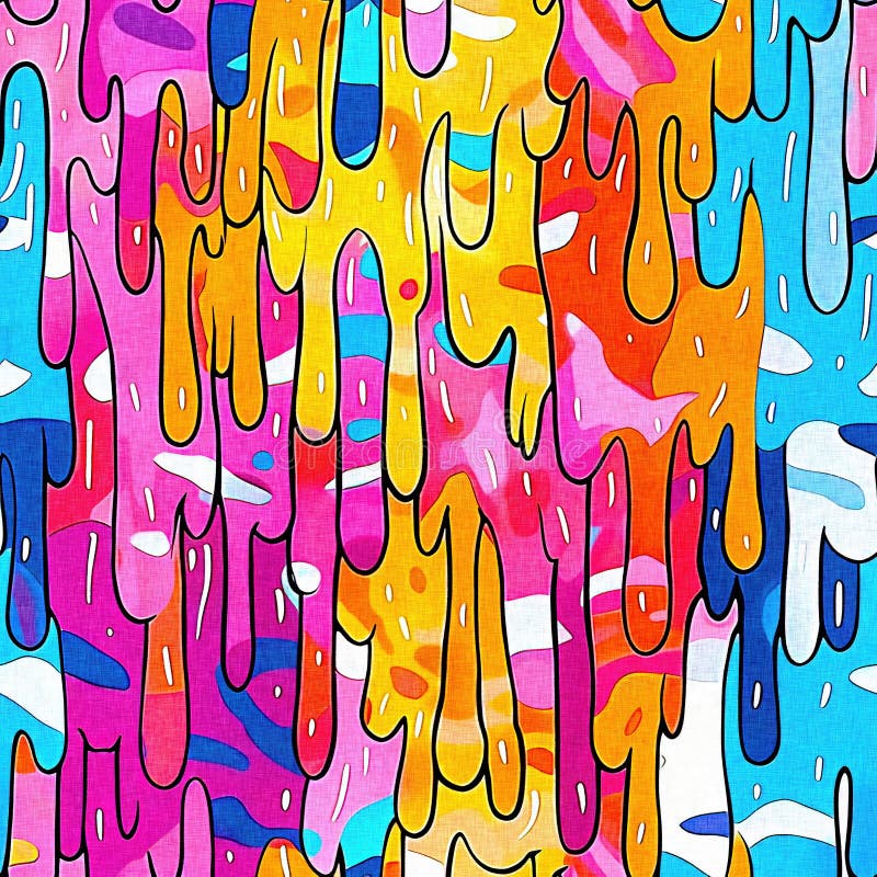Fun Dripping Paint Effect Digital Pattern with Whimsical Ink Splodge ...